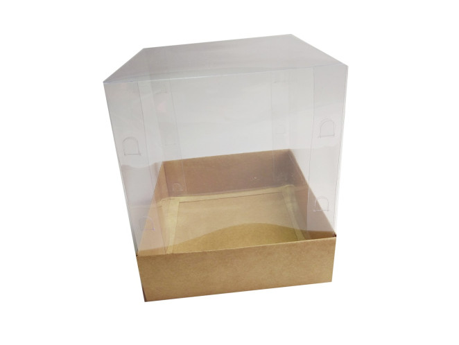 Caixa para Panetone 750 a 1Kg KRAFT Corpo PET 17x17x20 C/05 - UAI CAIXAS